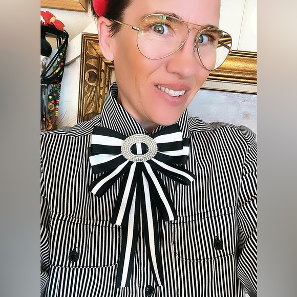 Jewelry | New Wednesday Addams Black And Jeweled Ribbon Tie Brooch ...